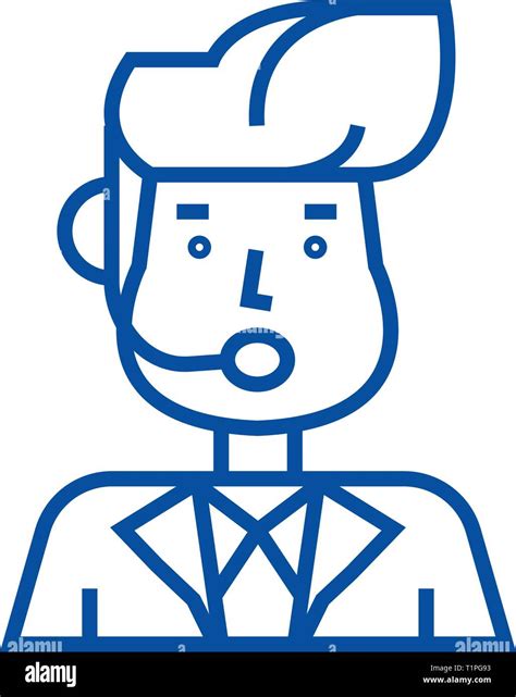 Reporter Mannews Broadcasting Line Icon Concept Reporter Mannews