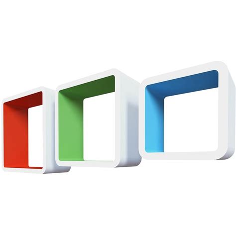 Комплект полок Амстердам белый оранжевый зелёный голубой 27х27х10см 23х23х10см 19х19х10см