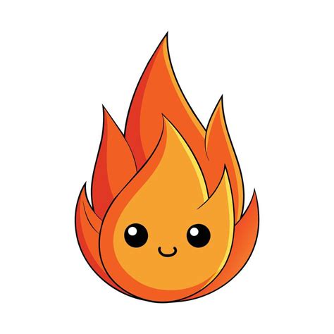 Fire Flame Icon Fire Flame Cute Emoji Character Isolated On A White