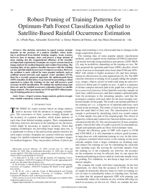 Pdf Robust Pruning Of Training Patterns For Optimum Path Forest Classification Applied To