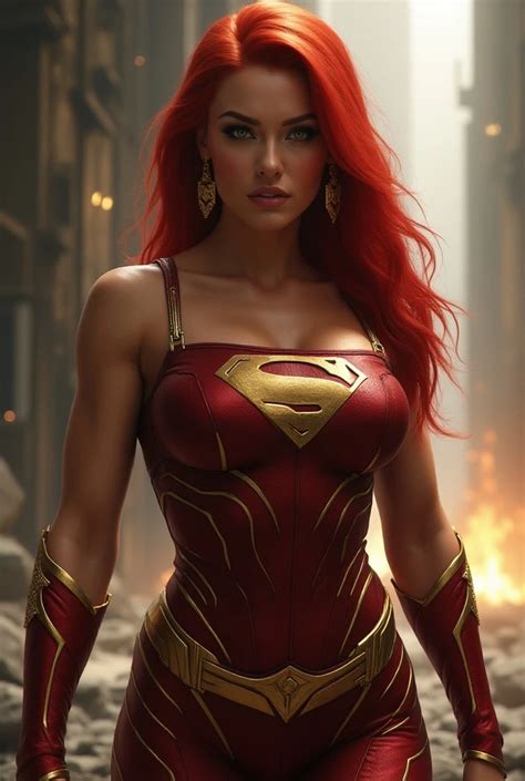 Muscle Female Kryptonian Medium Redheaded With Expensive Earrings