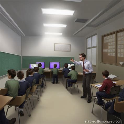 Teacher Instructing Digital Art On Computers Stable Diffusion Online