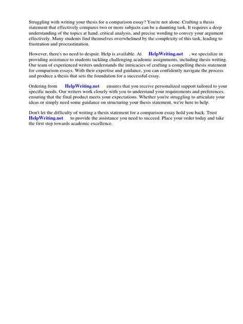 Thesis Examples For Comparison Essays Pdf Essays Thesis