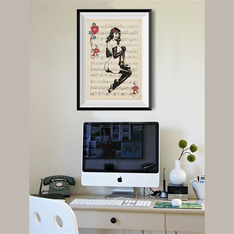 Pin Up Girl Vintage Art To Print Wall Decor Art Print Music Digital