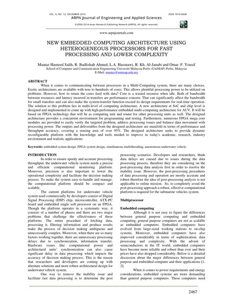 Pdf New Embedded Computing Architecture Using Heterogeneous Processors For Fast Processing And