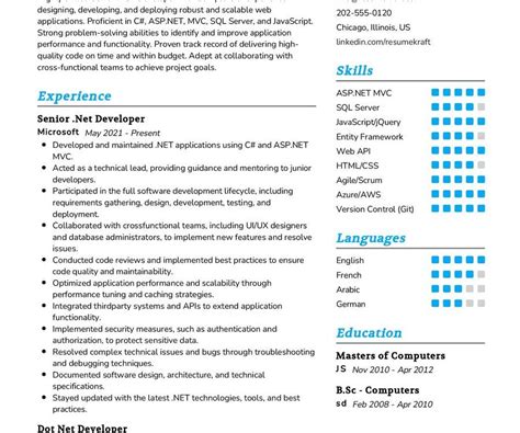 Senior Net Developer Resume Sample In 2025 ResumeKraft