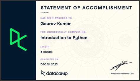 Completed Introduction To Python Course On Datacamp Gaurav Kumar