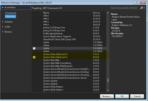 Net Sql Ce 4 0 In Reference Manager Of Vs Stack Overflow