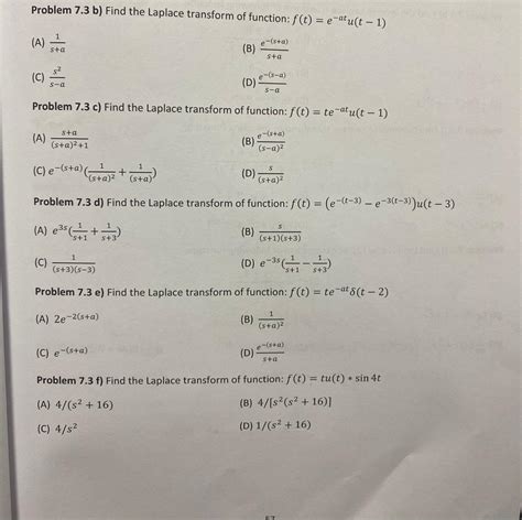 Solved Problem B Find The Laplace Transform Of Chegg