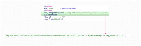 Figure 7 Disabling Task Manager Cyble