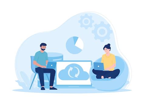 premium vector man analyzing data storage graph concept flat