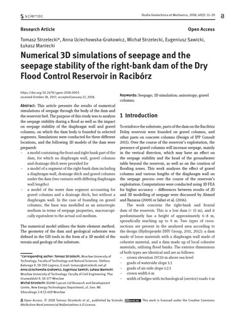 Numerical 3d Simulations Of Seepage And The Seepage 4fby9ijq5h Pdf