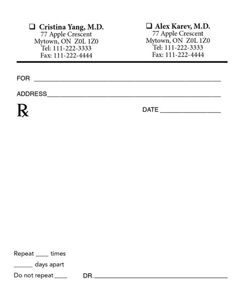 Prescription Form Template