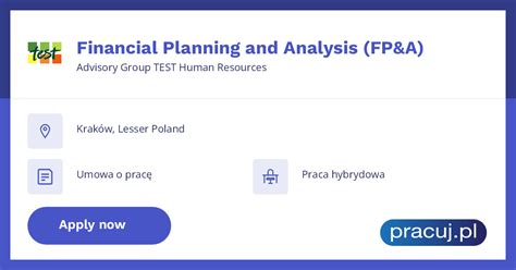 Oferta Pracy Financial Planning And Analysis Fpanda Advisory Group Test Human Resources Kraków