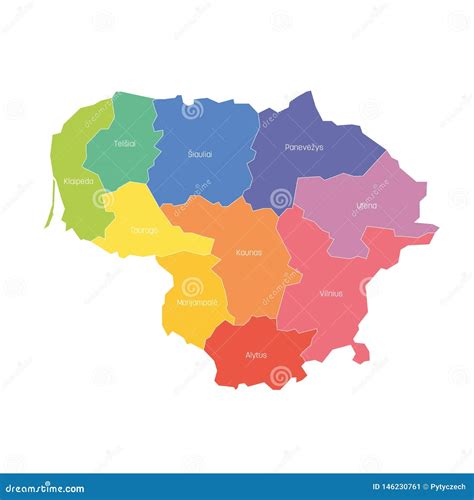 Counties Of Lithuania Map Of Regional Country Administrative Divisions