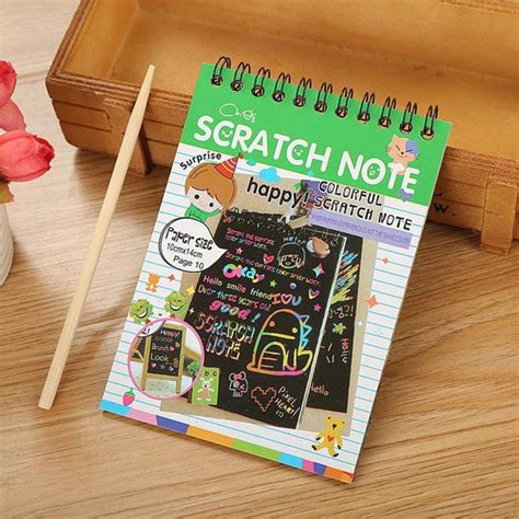 1 Piece Lytwtws Color Scratch Note Black Cardboard Creative Diy Draw