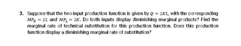 Solved Suppose That The Two Input Production Function Is