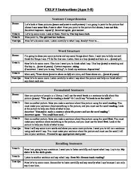 CELF Clinician Instructions For Ages Babe Slp Slp Materials Speech Evaluation