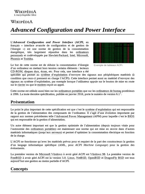 Acpi Advanced Configuration And Power Interface Pdf Informatique Matériel Informatique