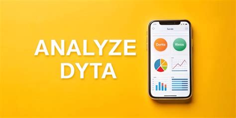 Phone And Pie Chart Icons With Analyze Data Text On White Background