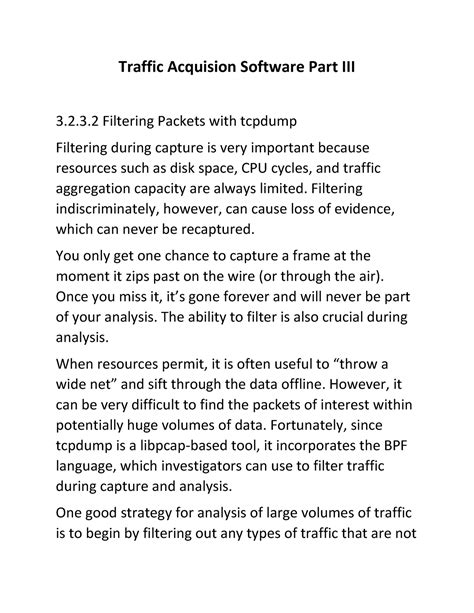 Traffic Acquision Software Part Iii 2 3 Filtering Packets With Tcpdump Filtering During