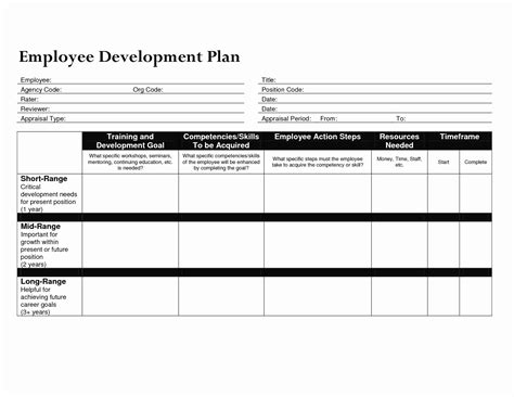 Free Employee Development Plan Template Word