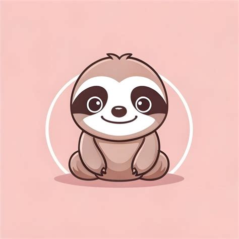 Premium Photo Cute Kawaii Sloth Vector Clipart Icon Cartoon Character