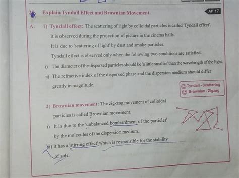 Explain Tyndall Effect And Brownian Movement AP 17A 1 Tyndall Effect