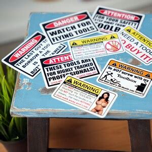 Toolbox Sticker Pack Tool Box Decal Set Funny Tools Guy Dad Father Set Sexy Girl Joke Laugh