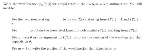 write the wavefunction 053 0 0 for a rigid rotor in