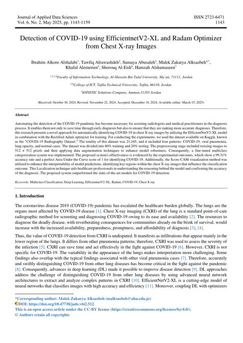 PDF Detection Of COVID 19 Using EfficientnetV2 XL And Radam Optimizer From Chest X Ray Images