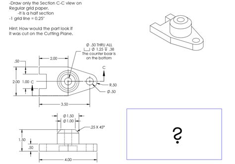 Solved Draw Only The Section C C View On Regular Grid