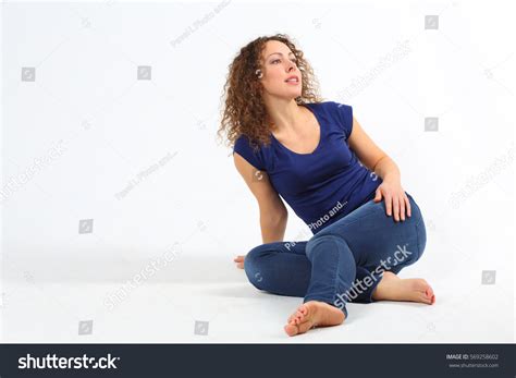 Woman Barefoot Jeans