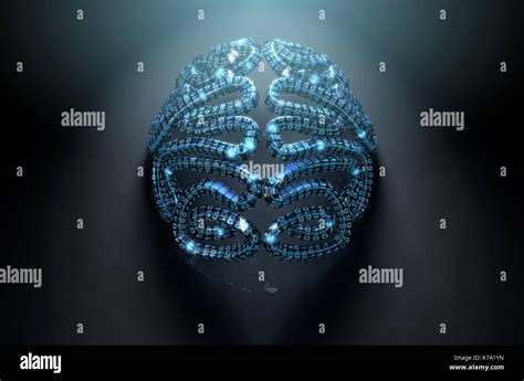 A Stylized Brain Textured With Binary Computer Data Code Depicting
