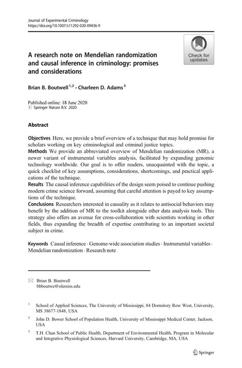 Pdf A Research Note On Mendelian Randomization And Causal Inference In