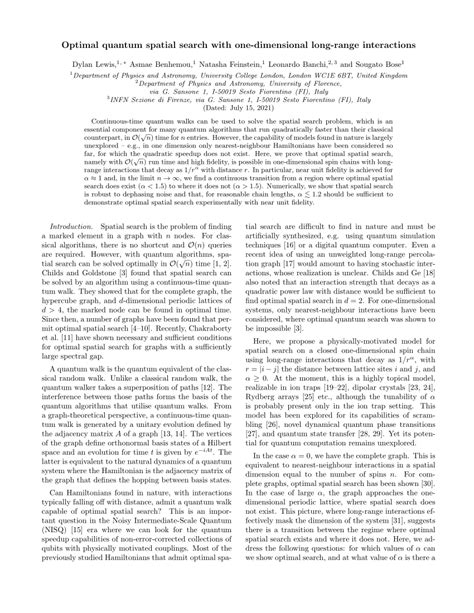 Pdf Optimal Quantum Spatial Search With One Dimensional Long Range