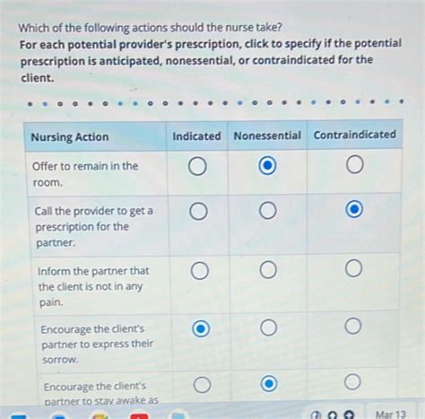 Solved Which Of The Following Actions Should The Nurse Take For Each