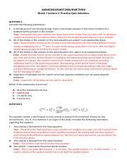 Revision Quiz Week7 Lecture1 Solutions 1 Pdf AMME2000 BMET2960 BMET9960 Week 7 Lecture 1