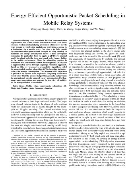 Pdf Energy Efficient Opportunistic Packet Scheduling In Mobile Relay