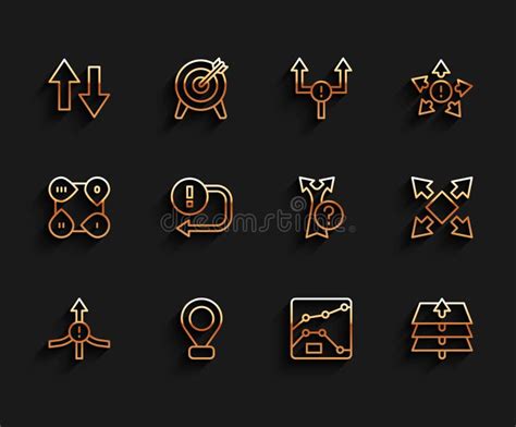 Set Line Arrow Location Graph Chart Diagram Layers Many Ways Directional Arrow And Icon