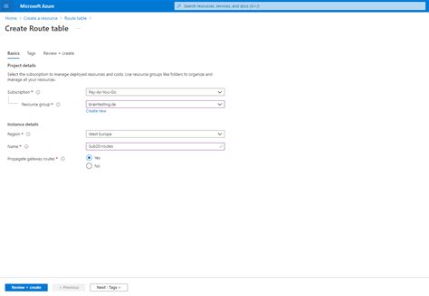 Azure Vnet Routing