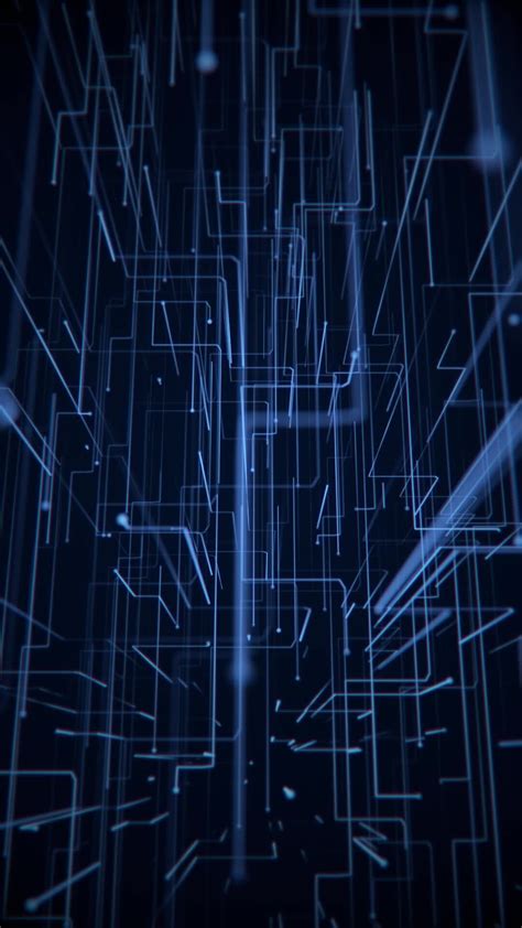 Vertical Video Abstract Tech 3d Circuit Board Styled Background With Fast Moving Nodes