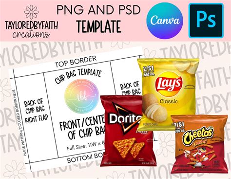 Chip Bag Template Chip Bag Wrapper Chip Bag Party Favor Chip Bag