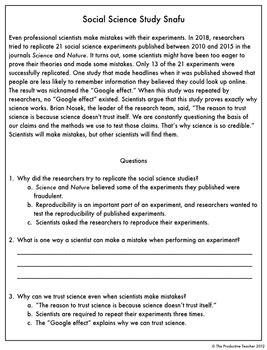Science Reading Passages By The Productive Teacher TpT