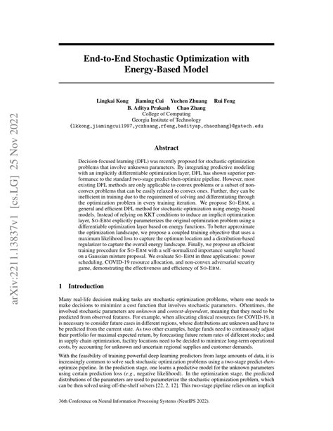 Pdf End To End Stochastic Optimization With Energy Based Model