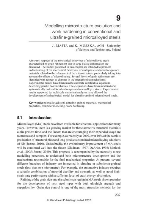 Pdf Microstructure Evolution In Metal Forming Processes Modelling