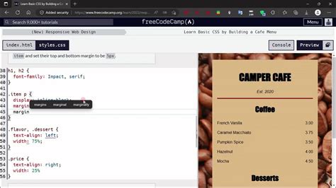 Learn Basic Css By Building A Cafe Menu Step 73 Youtube