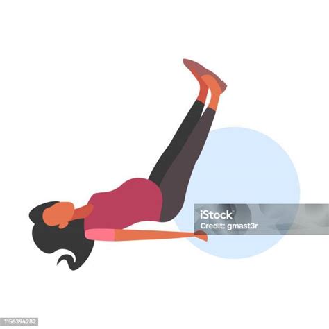 임신 한 여자 에 누워 체조 공 소녀 와 운동 을 하고 운동 피트니스 임신 건강 한 라이프 스타일 개념 전체 길이 플랫 건강한 생활방식에 대한 스톡 벡터 아트 및 기타