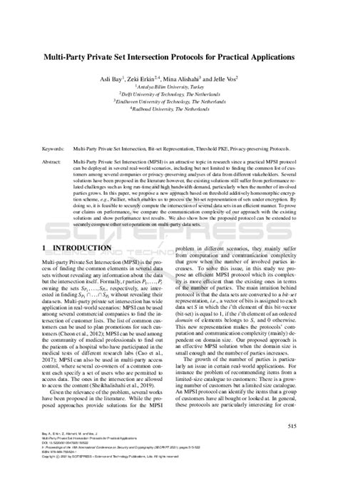 Pdf Multi Party Private Set Intersection Protocols For Practical Applications