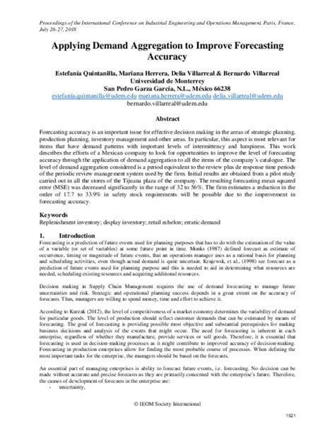 Pdf Applying Demand Aggregation To Improve Forecasting Accuracy